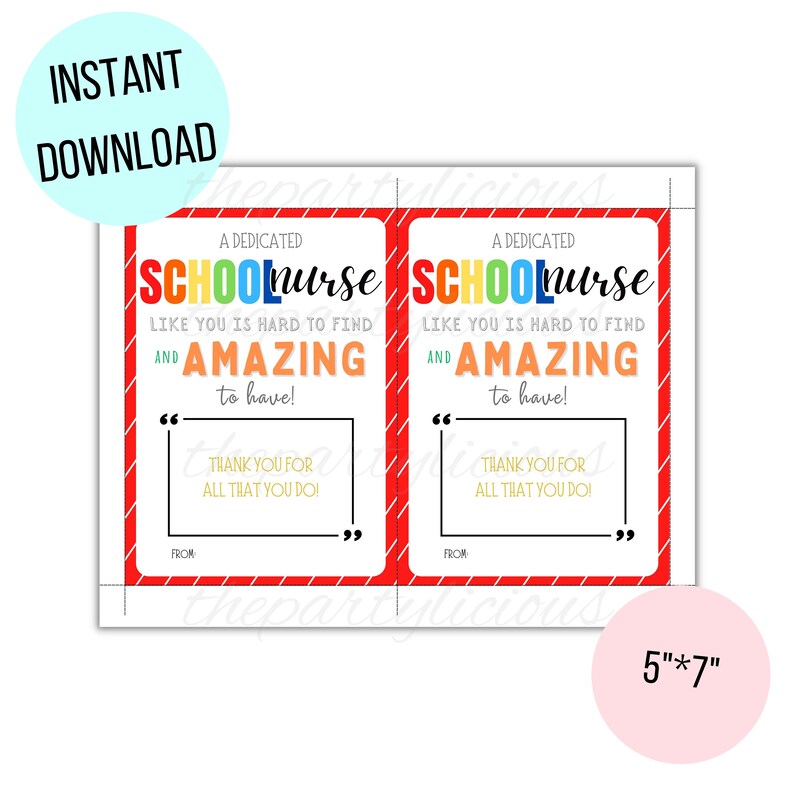 Printable School Nurse Gift Tags, School Nurse Appreciation Week Card ...