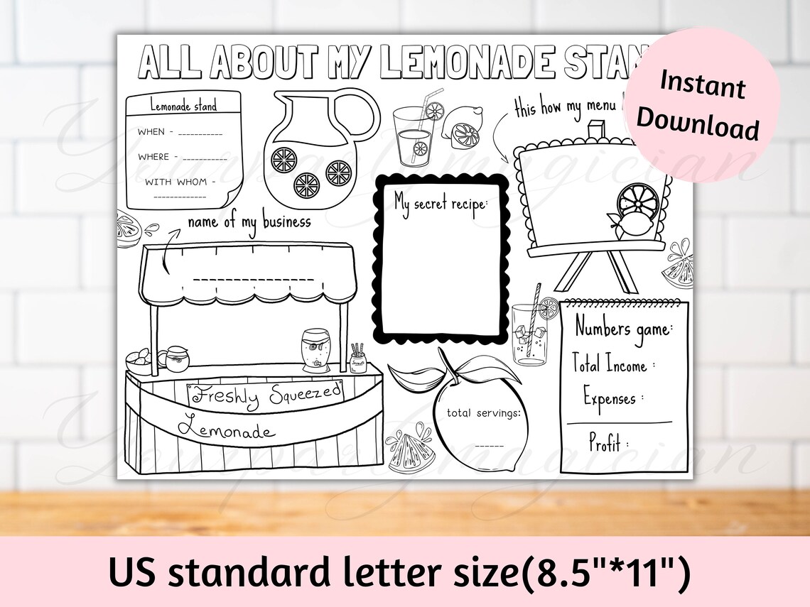 Printable Lemonade Stand Activity Sheet, Lemonade Stand Coloring Page ...