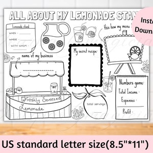 Printable Lemonade Stand Activity Sheet, Lemonade Stand Coloring Page ...