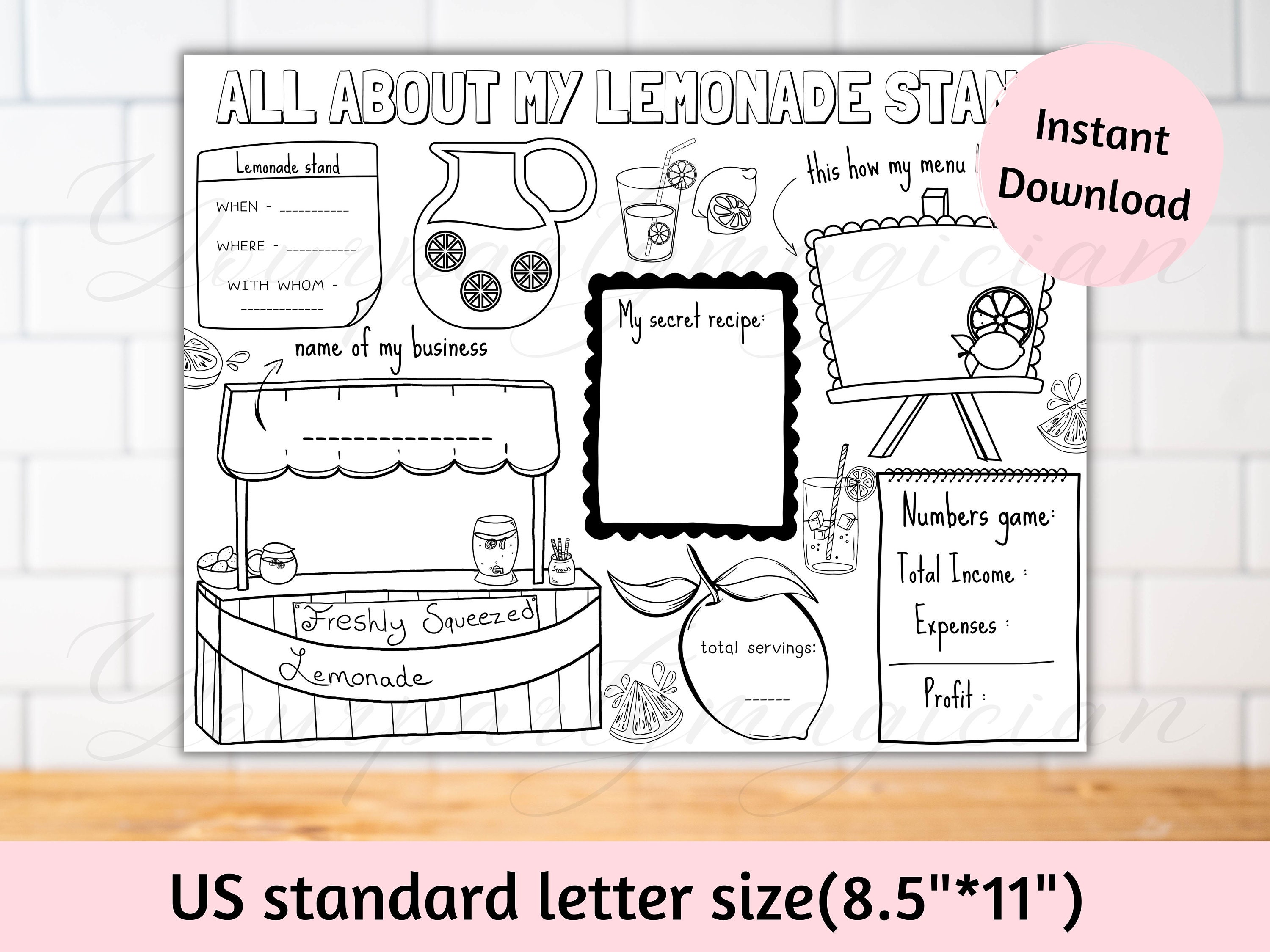 Printable Lemonade Stand Activity Sheet, Lemonade Stand Coloring Page ...