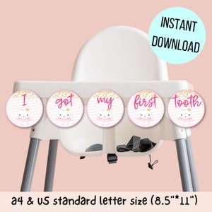 Printable First Tooth Banner, Pink Atam Hatik Baby's First Tooth Banner ...