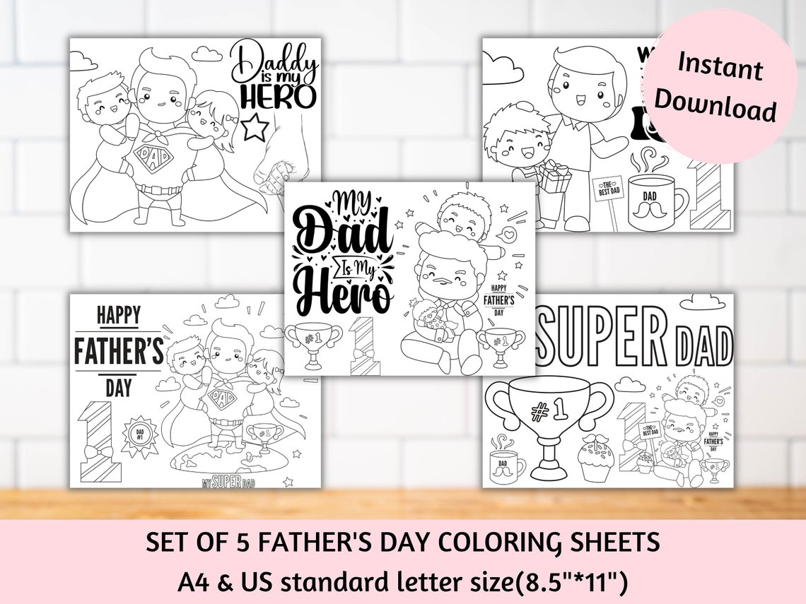 Printable Happy Father's Day Coloring Pages, Kids Coloring Activity ...