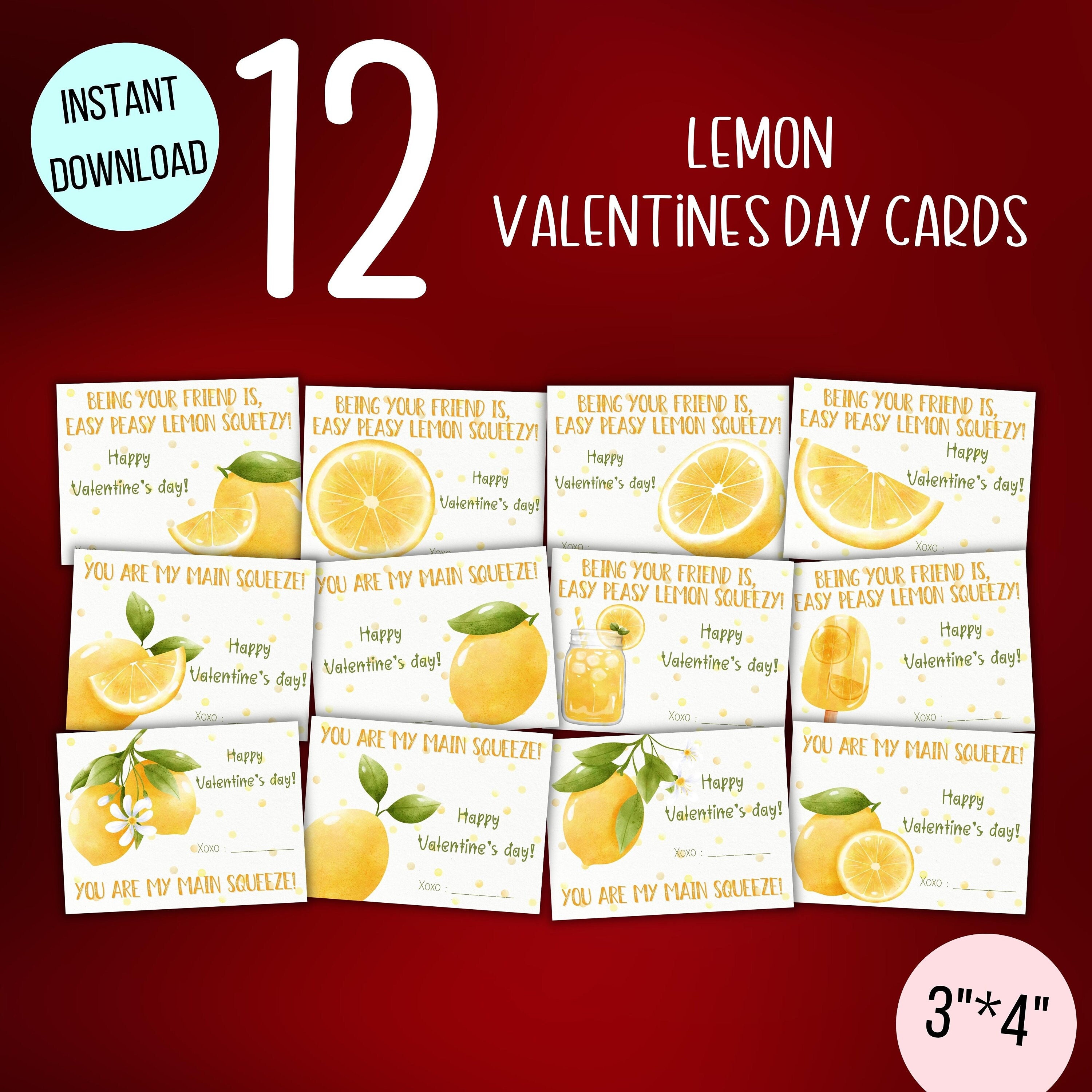 Printable Lemon Valentines Cards for Kids, Lemon Classroom Valentines ...