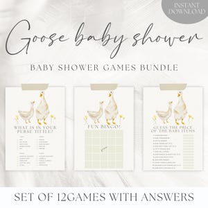 Printable Goose Baby Shower Games Bundle, Set of 12 Baby Shower Games ...