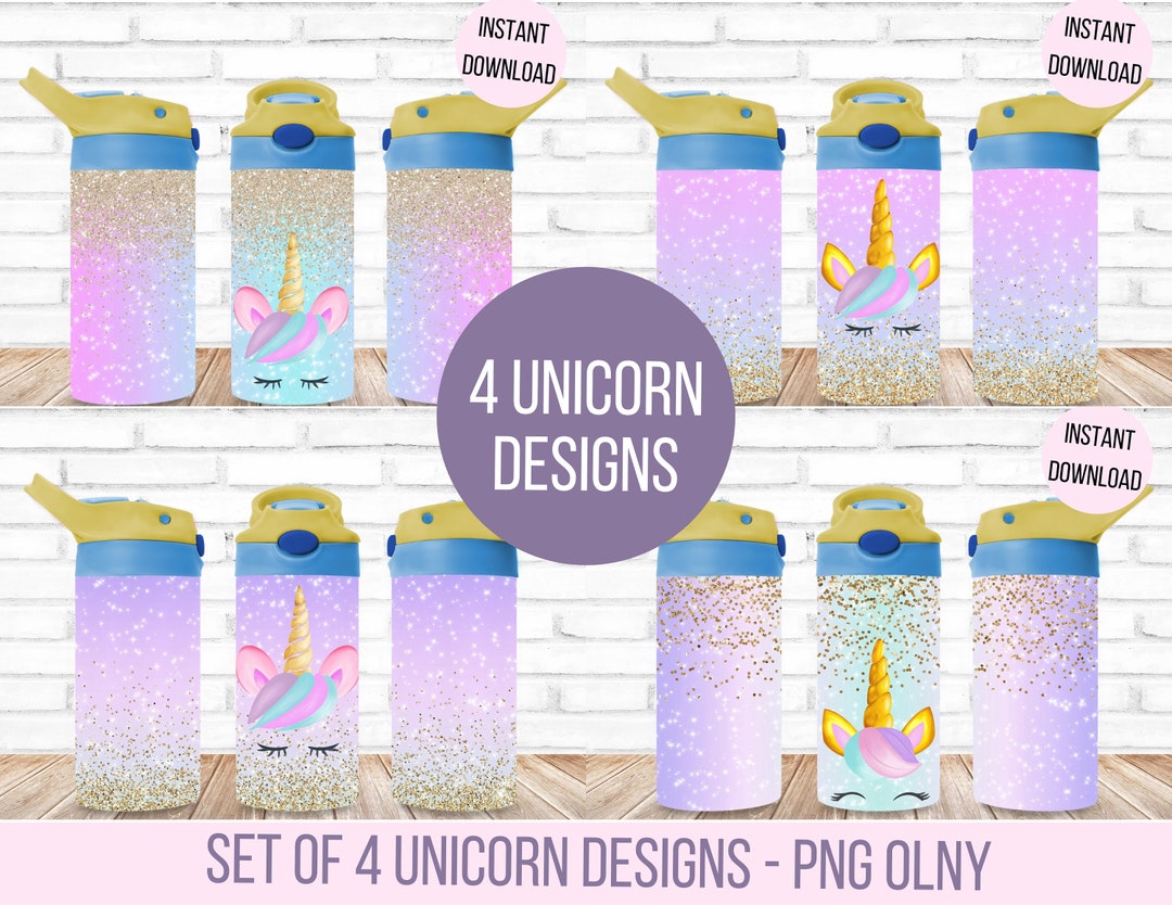 12 Oz Unicorn Flip Top Straight Tumbler Wrappers, Glitter Unicorn Flip ...