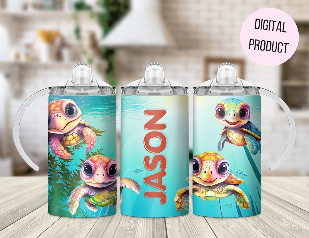 Personalized Sea Turtles Kids 12oz Sippy Cup Sublimation Design PNG ...