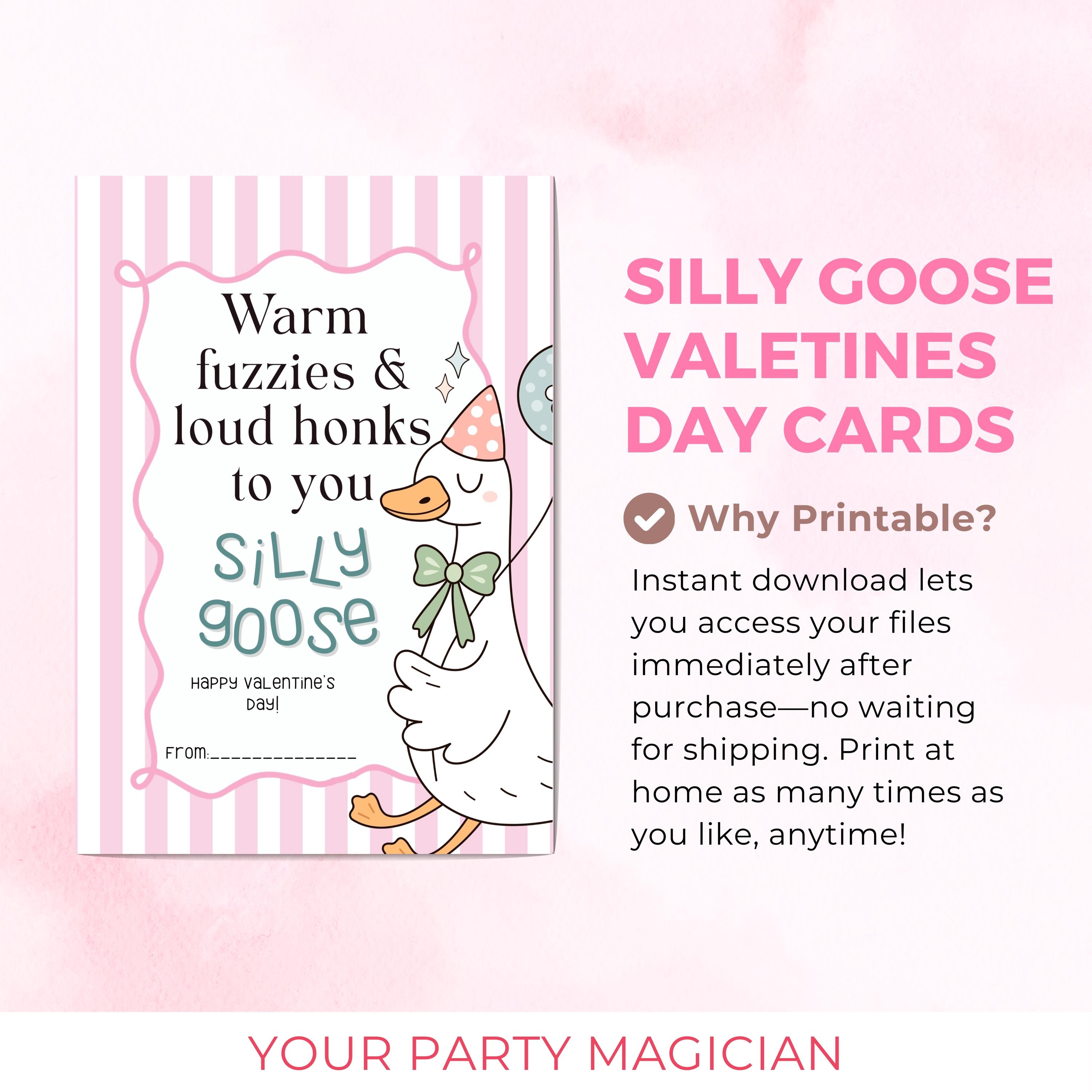 Printable Silly Goose Valentine's Card, Girls Sarcastic Funny Goose ...