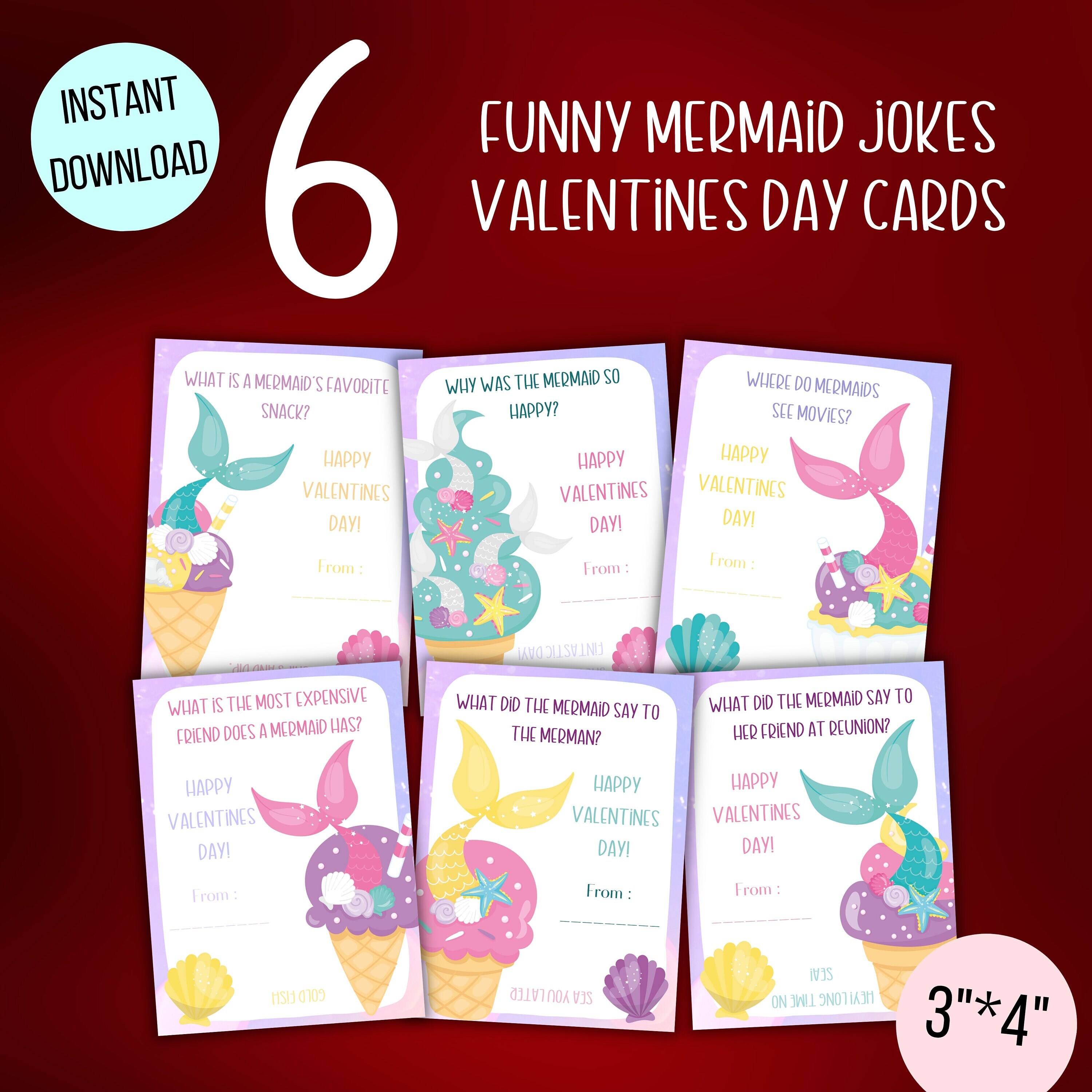Printable Riddles Mermaid Valentines Cards for Kids Funny - Etsy