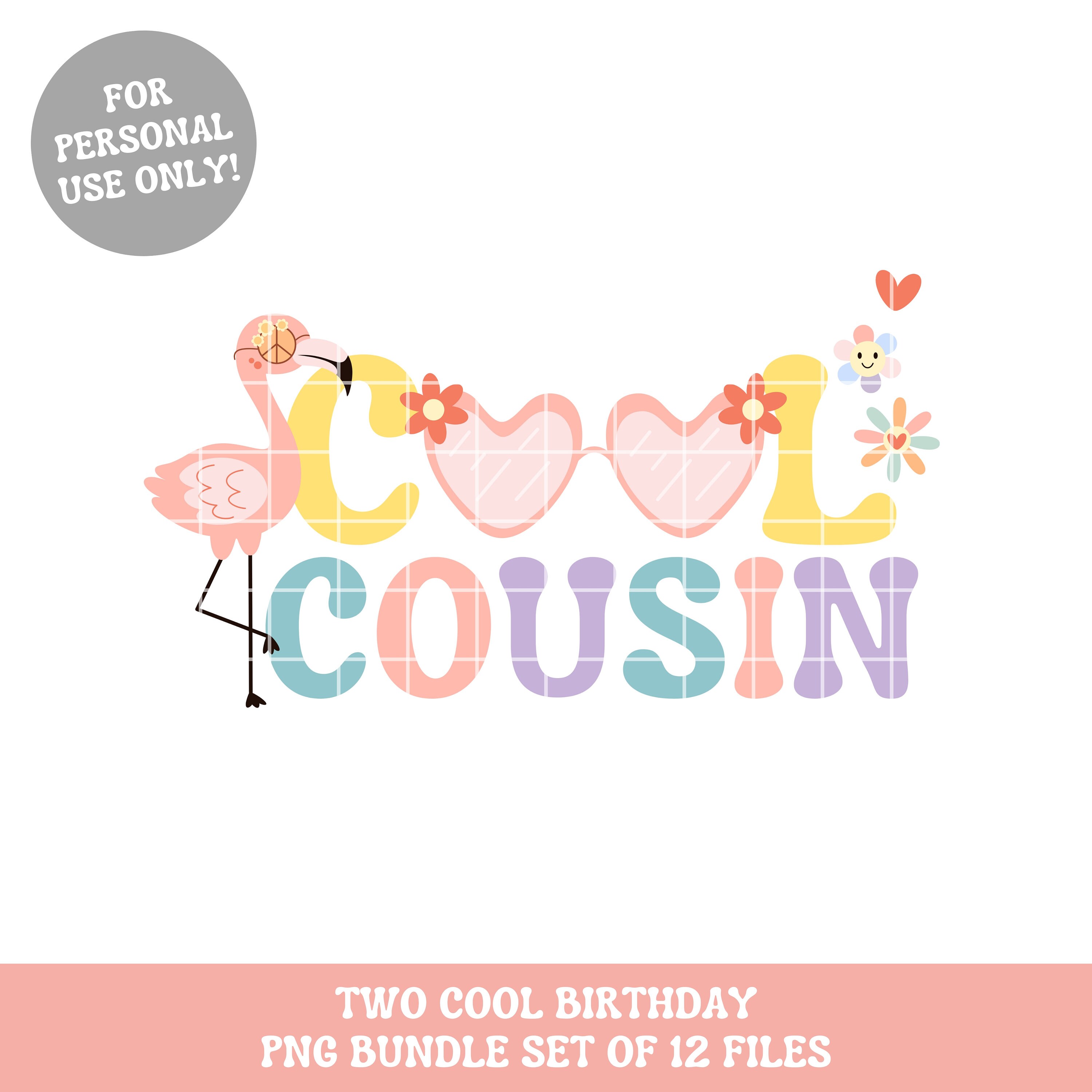 Two Cool Groovy Birthday Shirts Iron on Transfer PNG Bundle, Retro 2nd ...