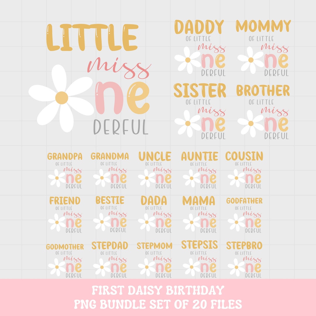 Daisy Onederful First Birthday PNG Shirts Sublimation Bundle, Wild One ...