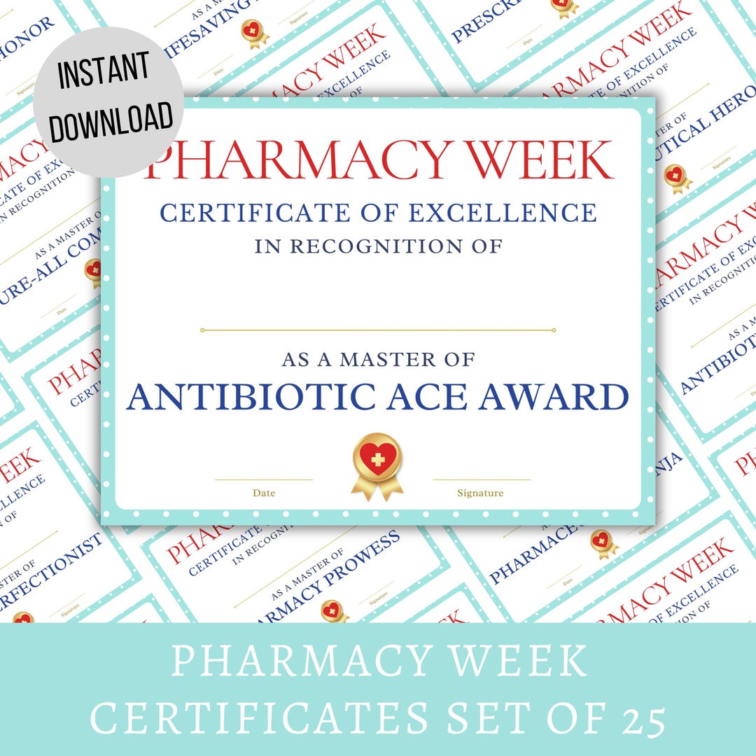 Printable Pharmacy Appreciation Week Gifts , Pharmacy Week Certificate of Appreciation, Pharmacy ...