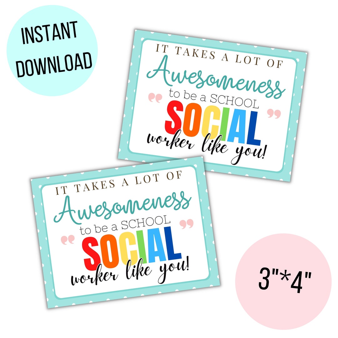 Printable School Social Worker Cards, Social Worker Gift Tags, School ...