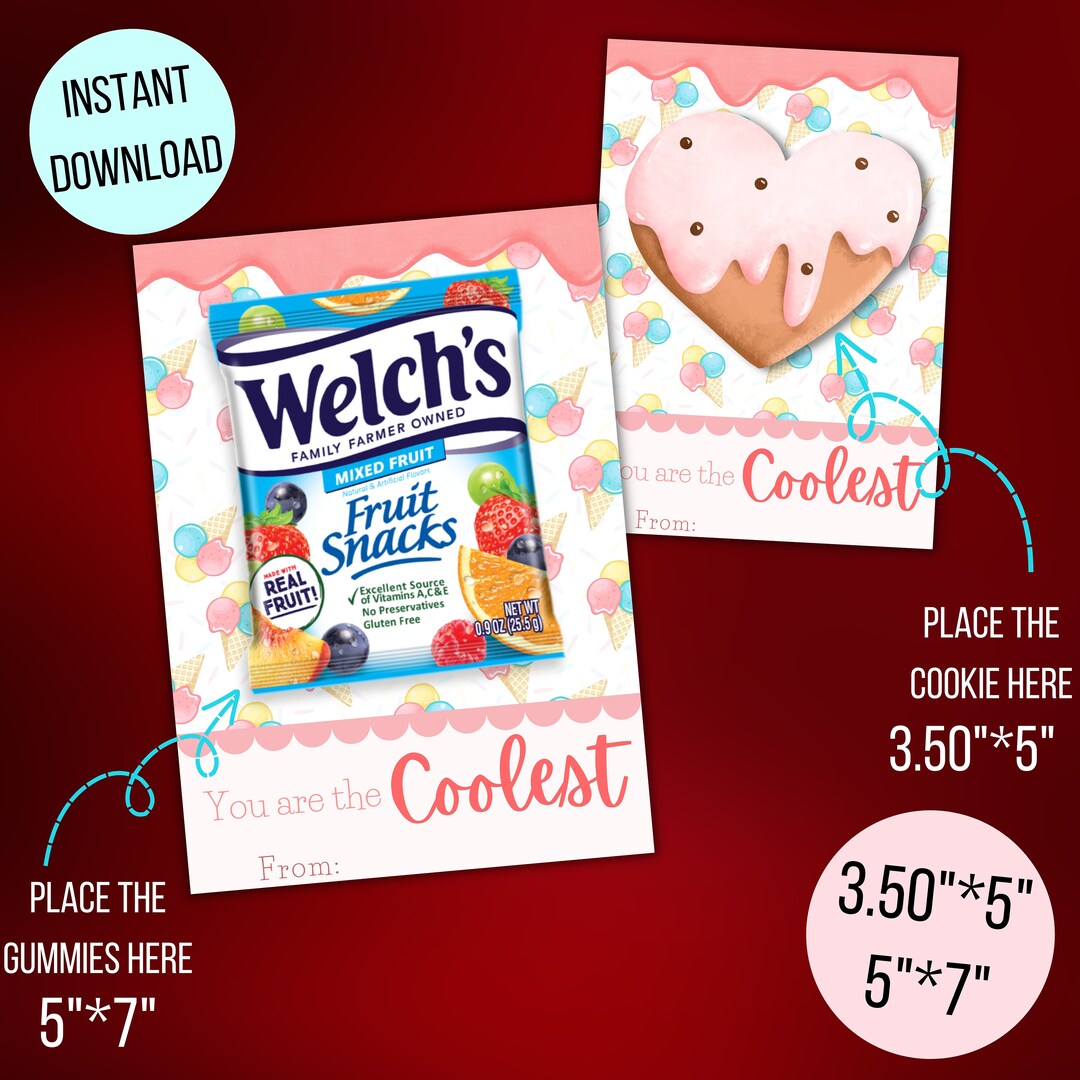 Printable Ice Cream Valentines Day Cookie Card, Ice Cream Valentines ...