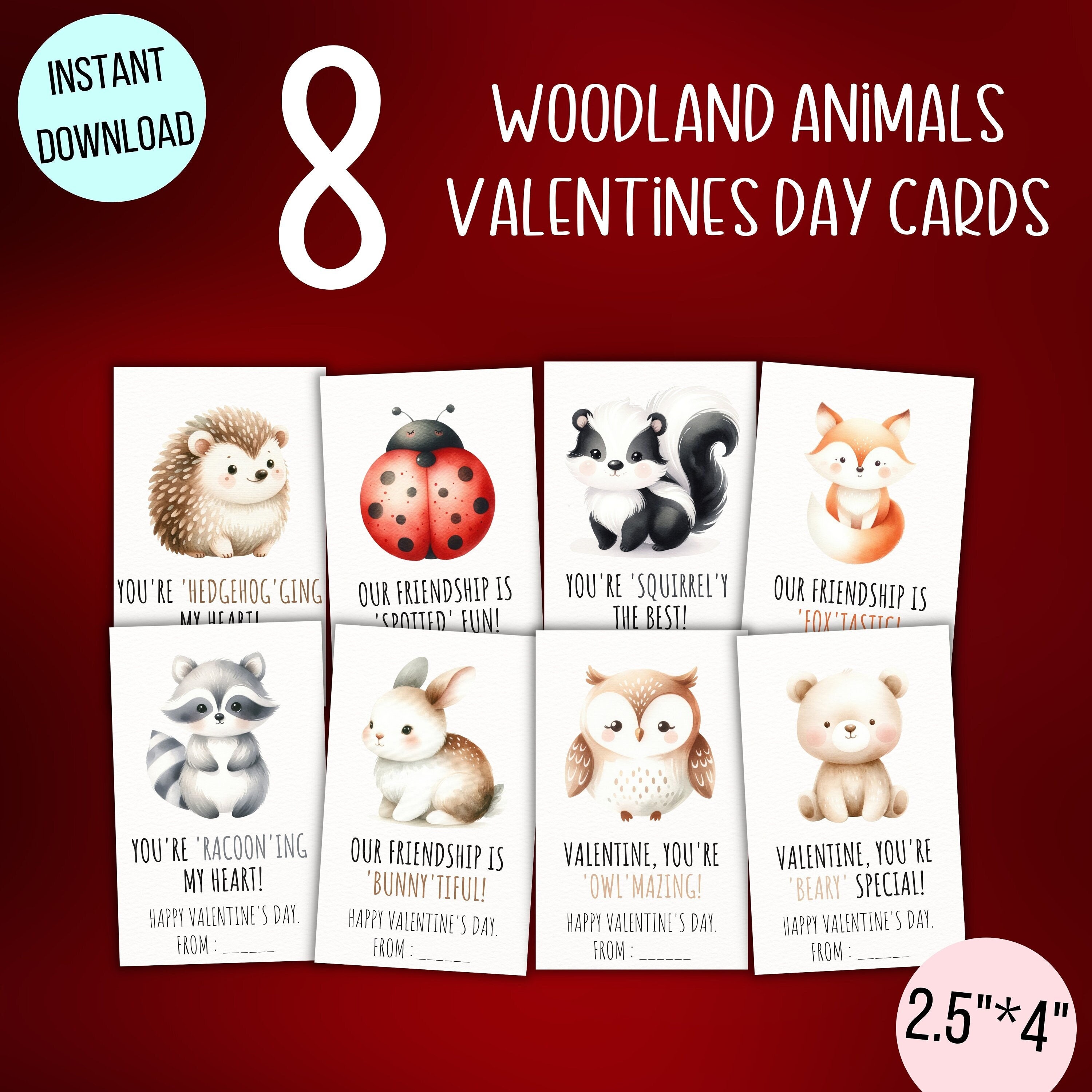 Printable Woodland Animals Valentine's Cards, Woodland Animals ...