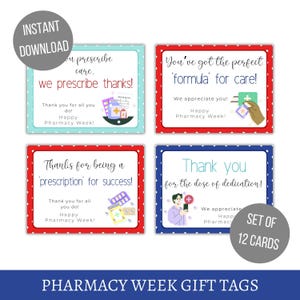 Printable Pharmacy Appreciation Week Gift Tags, Pharmacy Week Gift ...