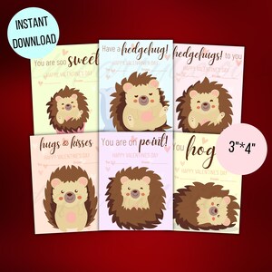 Printable Hedgehog Valentines Day Cards for School, Classroom ...