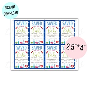 Printable Saved by the Lab Gift Tags, Happy Lab Week Cards, Laboratory ...