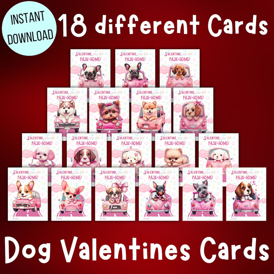 Printable Puppy Dog Valentine's Day Cards Puppy - Etsy