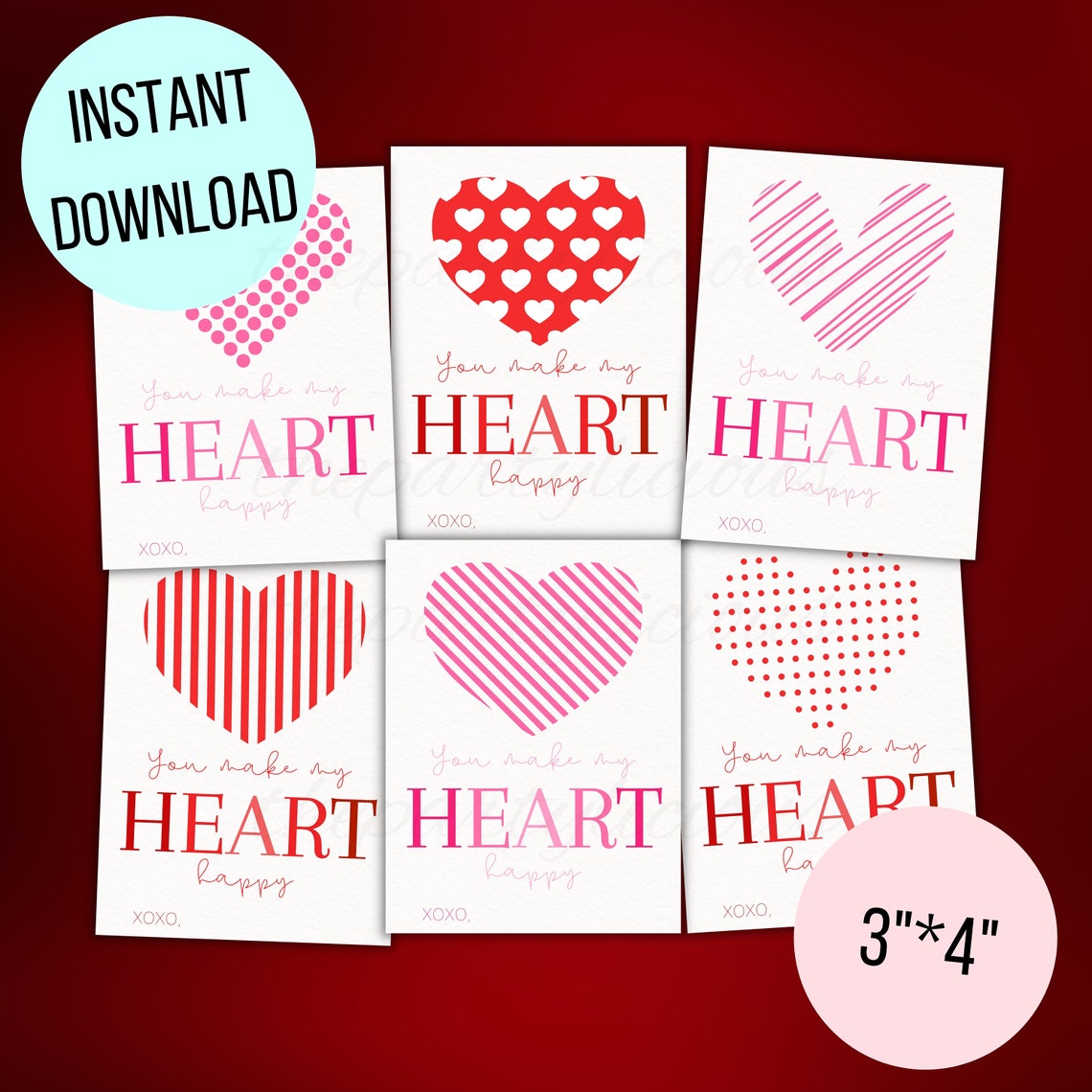 Printable Kids Valentine Cards for School, Heart Valentine Cards ...