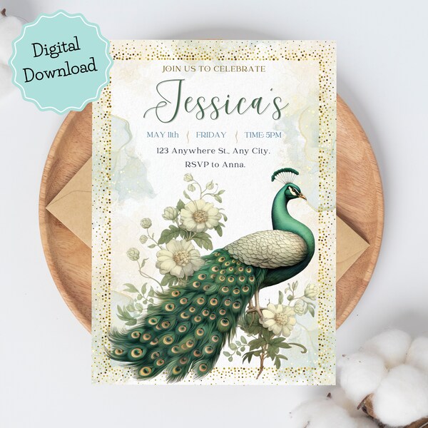 Peacock Party Invite - Etsy