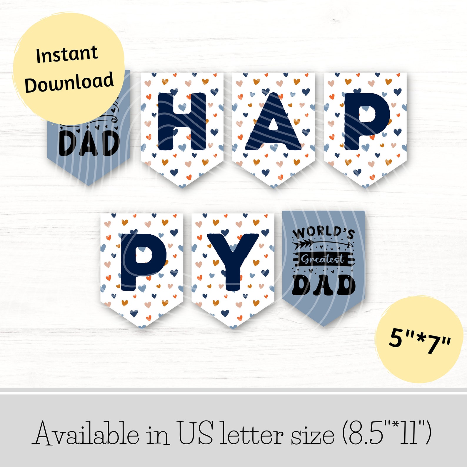 Printable Happy Father's Day Banner Garland Bunting Party Celebration ...