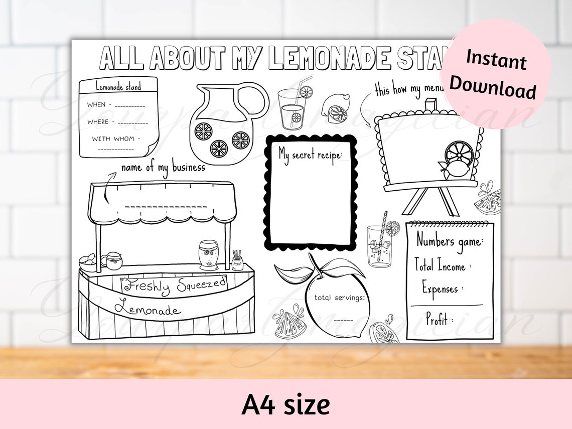Printable Lemonade Stand Activity Sheet, Lemonade Stand Coloring Page ...