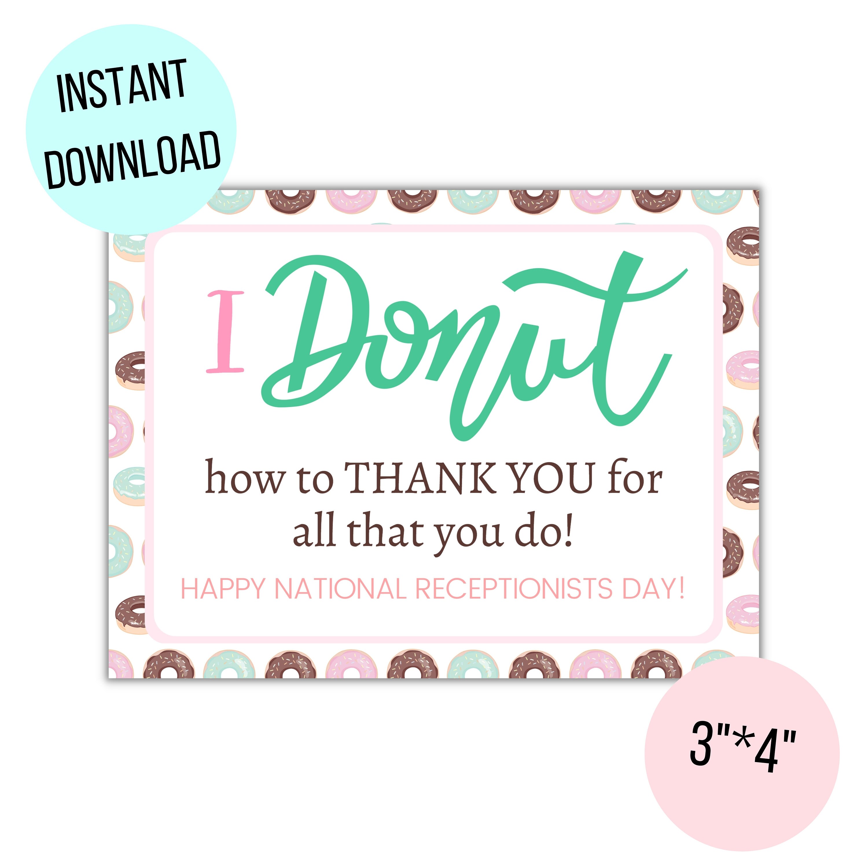 Printable Receptionist Squad Gift Tags, Thank You Cards for National ...