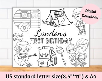 Camping Fun Activity Sheet: Printable Birthday Coloring Page - Party ...