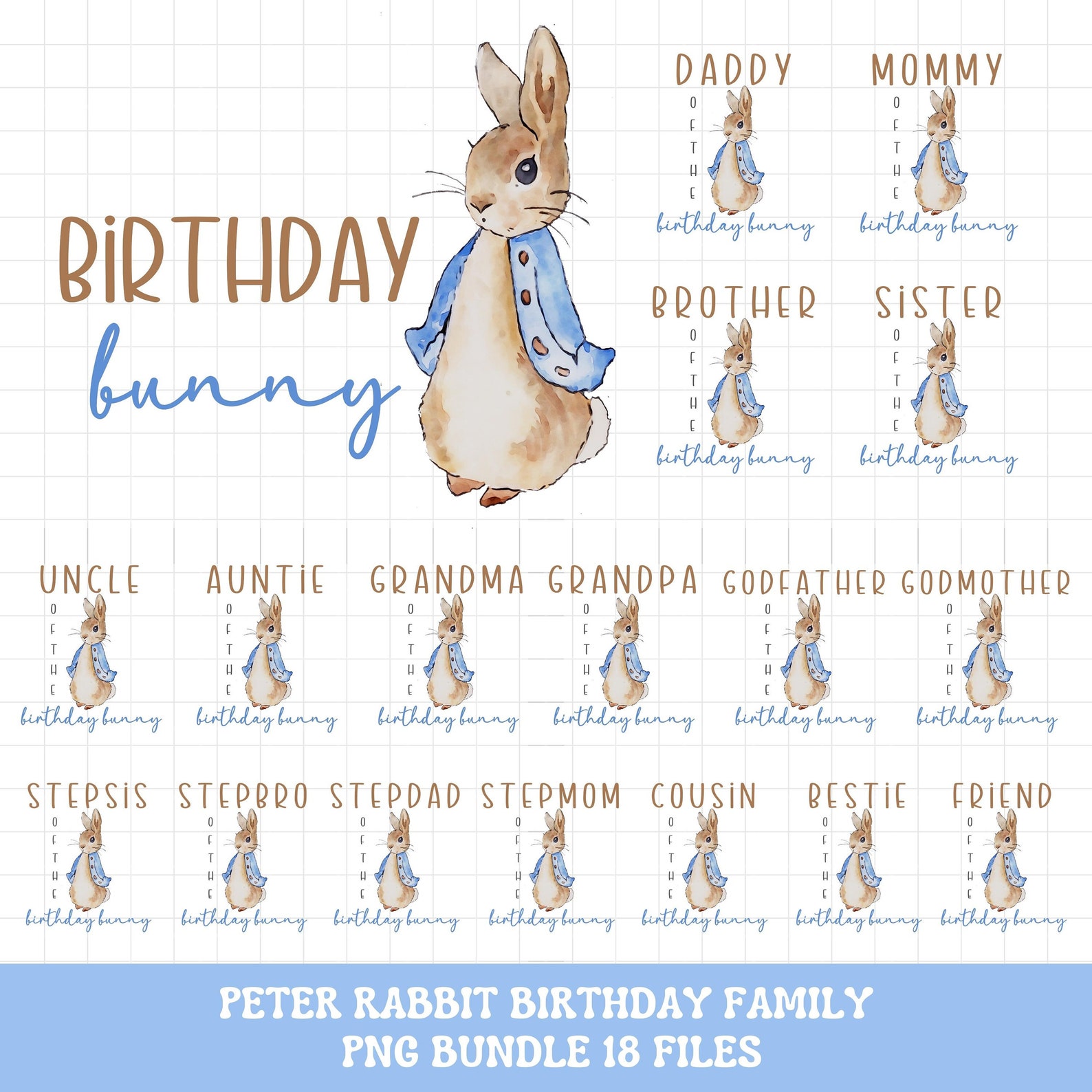Peter Rabbit Boy Birthday Shirt Png Iron on Transfer Bundle, Peter ...