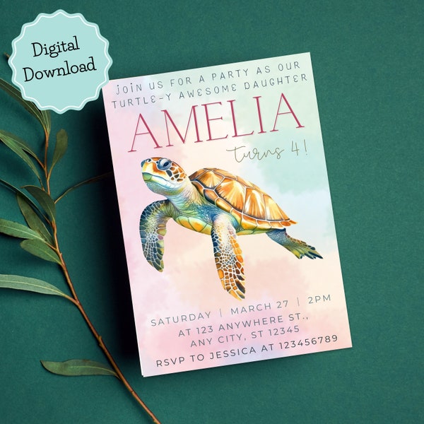 Turtle Invitation - Etsy