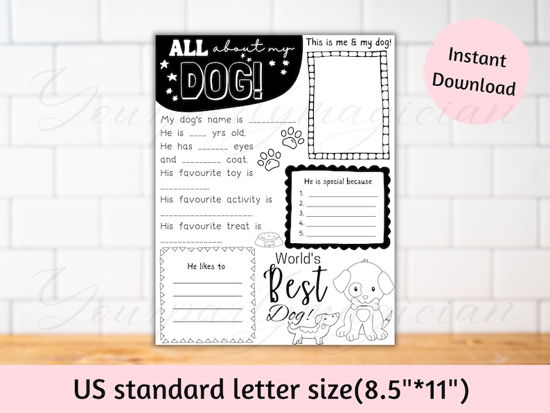 Printable All About My Pet, Pet Birthday Gift, Dog Birthday Party, Pet ...
