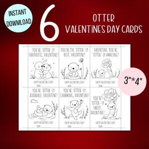 Printable Otter Coloring Valentines Cards for Kids, Coloring Kids ...
