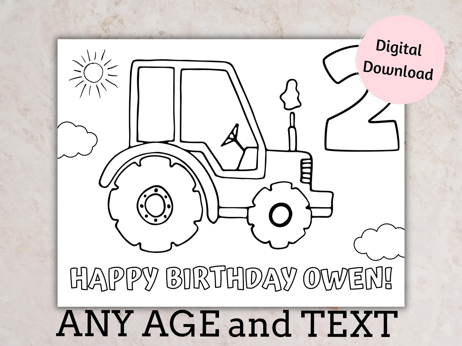 Printable Tractor Coloring Sheet, Tractor Birthday Party Games, Tractor ...