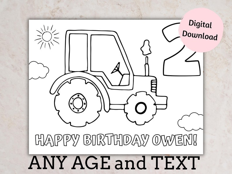 Printable Tractor Coloring Sheet, Tractor Birthday Party Games, Tractor ...