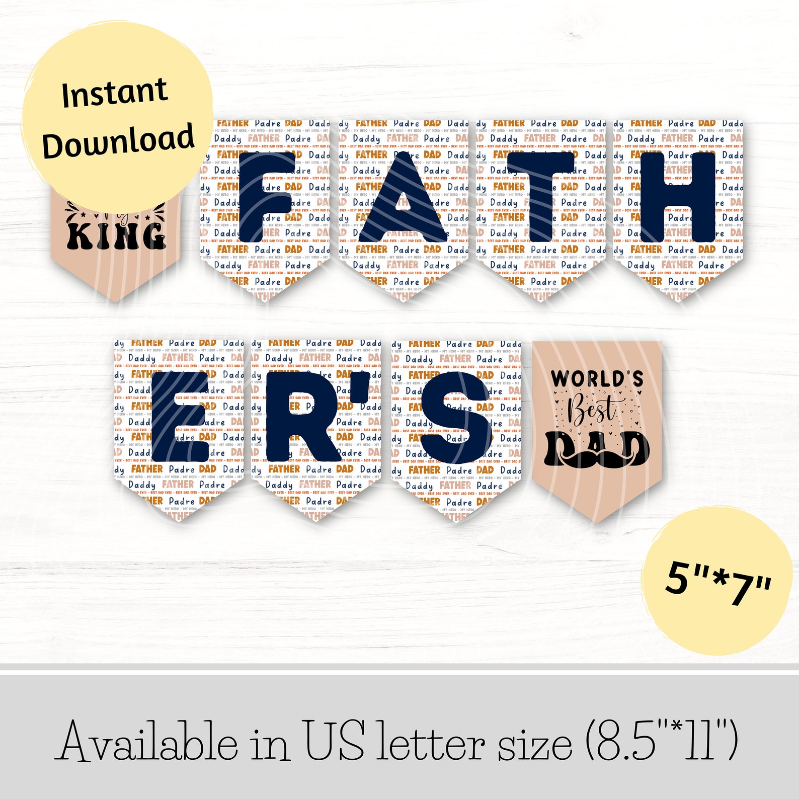 Printable Happy Father's Day Banner Garland Bunting Party Celebration ...