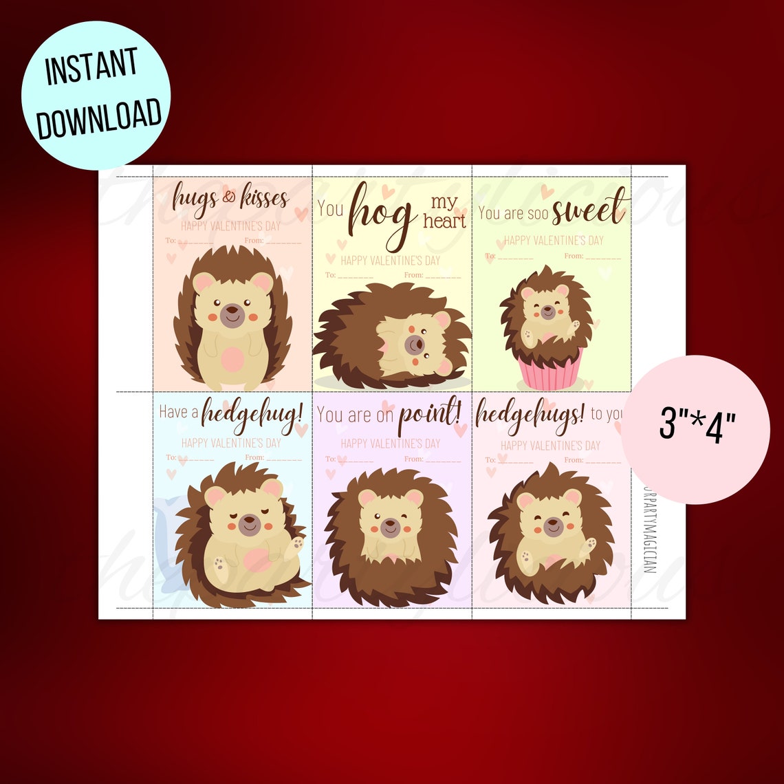 Printable Hedgehog Valentines Day Cards for School, Classroom ...