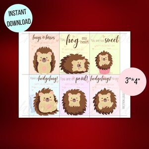 Printable Hedgehog Valentines Day Cards for School, Classroom ...