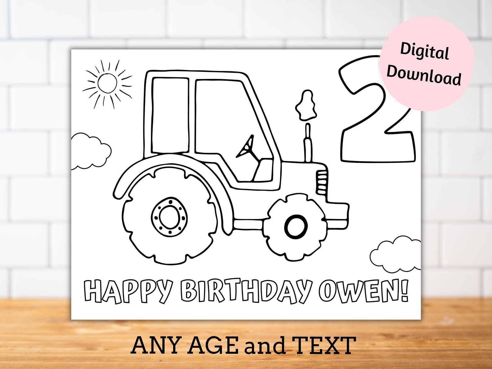 Printable Tractor Coloring Sheet, Tractor Birthday Party Games, Tractor ...