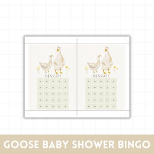 Printable Goose Baby Shower Bingo Game Set, Set of 50 Little Goose Baby ...