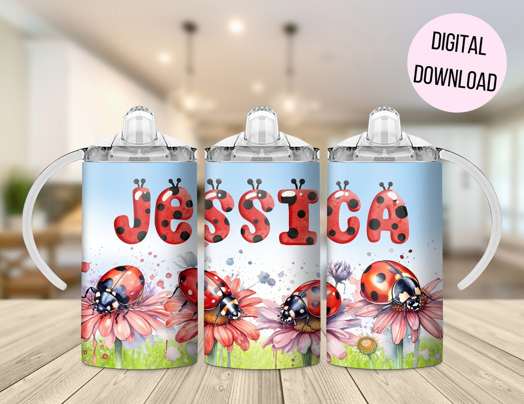 Personalized Ladybug Kids 12oz Sippy Cup Sublimation Design PNG, Lady ...