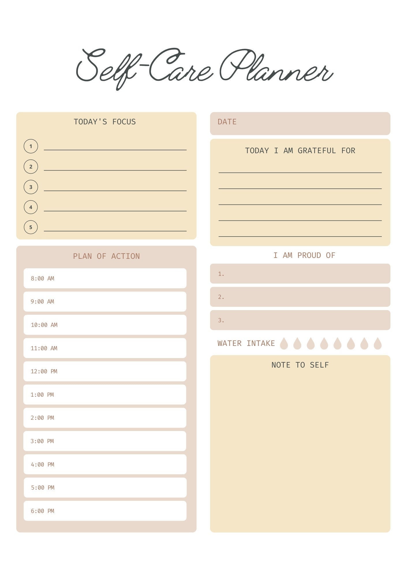 Daily Self-care Planner Printable Planner Mindfulness - Etsy