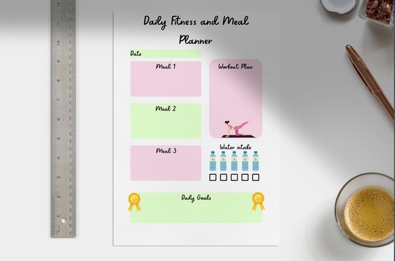 Daily Fitness and Meal Planner Printable Planner Daily - Etsy