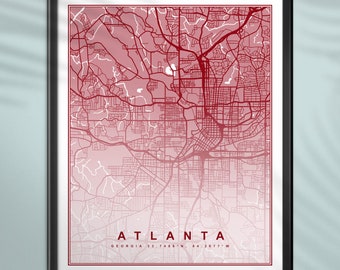 Atlanta Map Print City Map Poster - Etsy