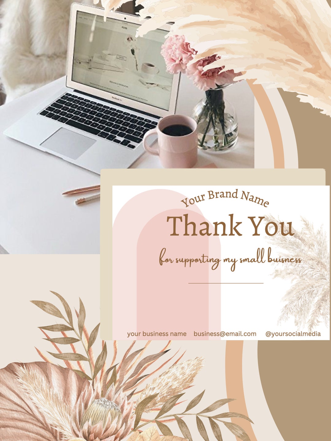 Editable Thank You Template DIY Order Thank You Cards - Etsy