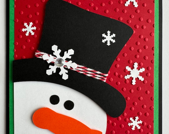 Christmas Snowman A2 Card, Handmade, Merry Christmas, Snow, Xmas ...