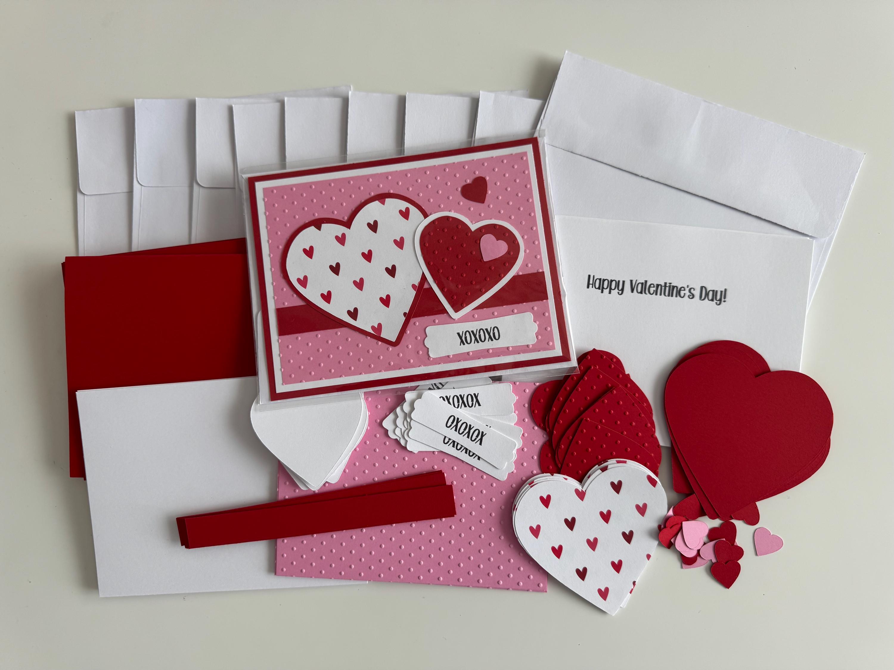 DIY Set of 10 Valentine Card Kit, XOXOXO, 1 Sample + Supplies for 9 ...