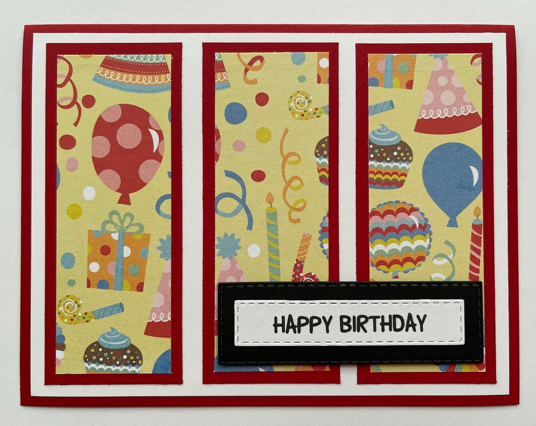 Birthday A2 Card, Cake, Balloons - Etsy