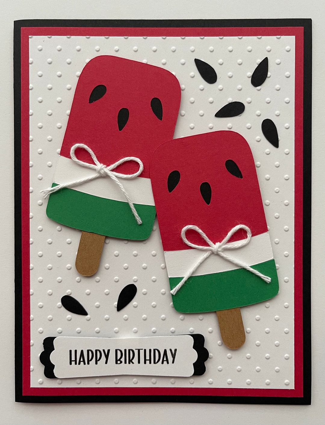 Watermelon Popsicle Birthday A2 Card, Summer, Watermelon Seeds ...