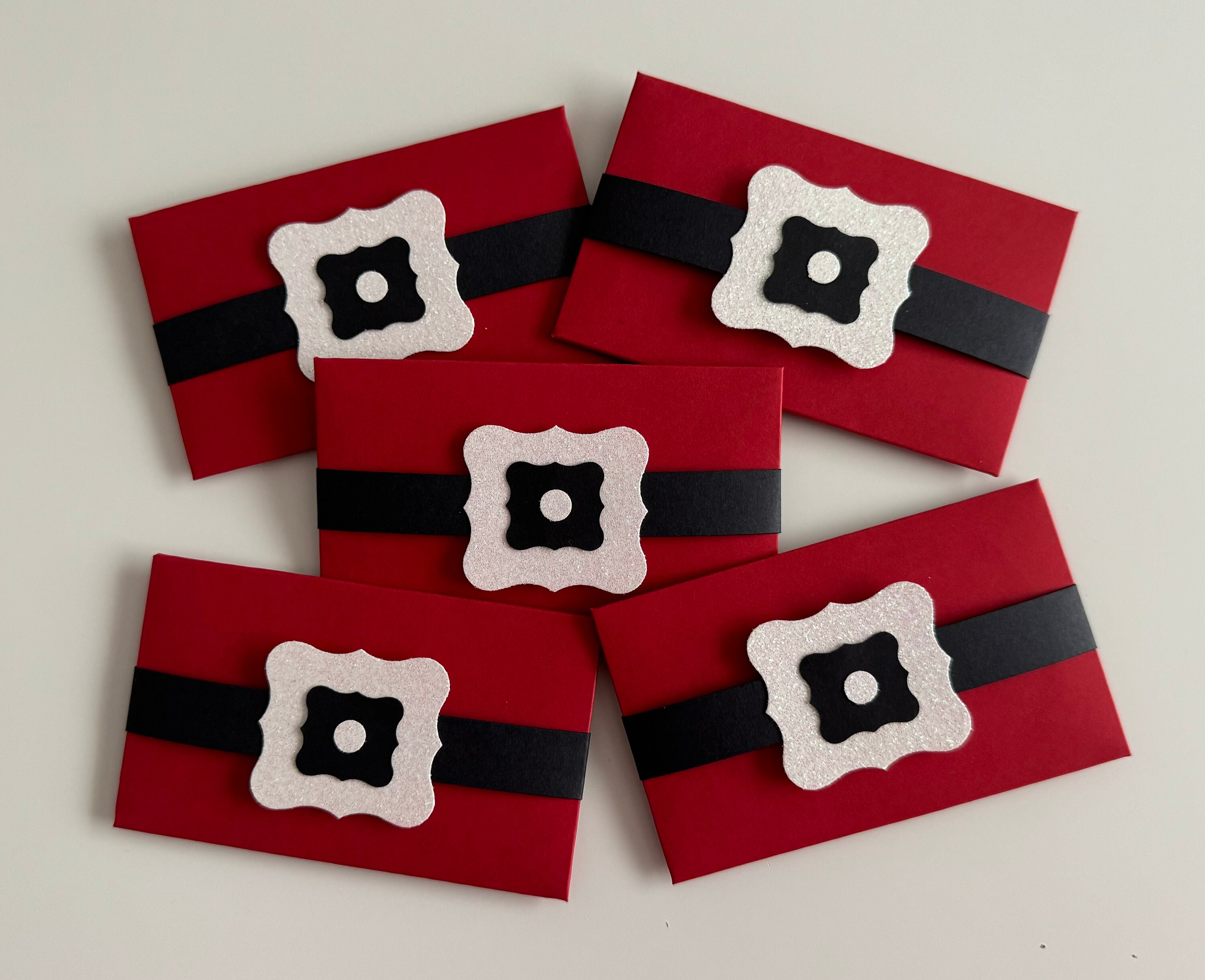 Set of 5 Santa Suit Gift Card Holders, Handmade, Merry Christmas, Santa ...