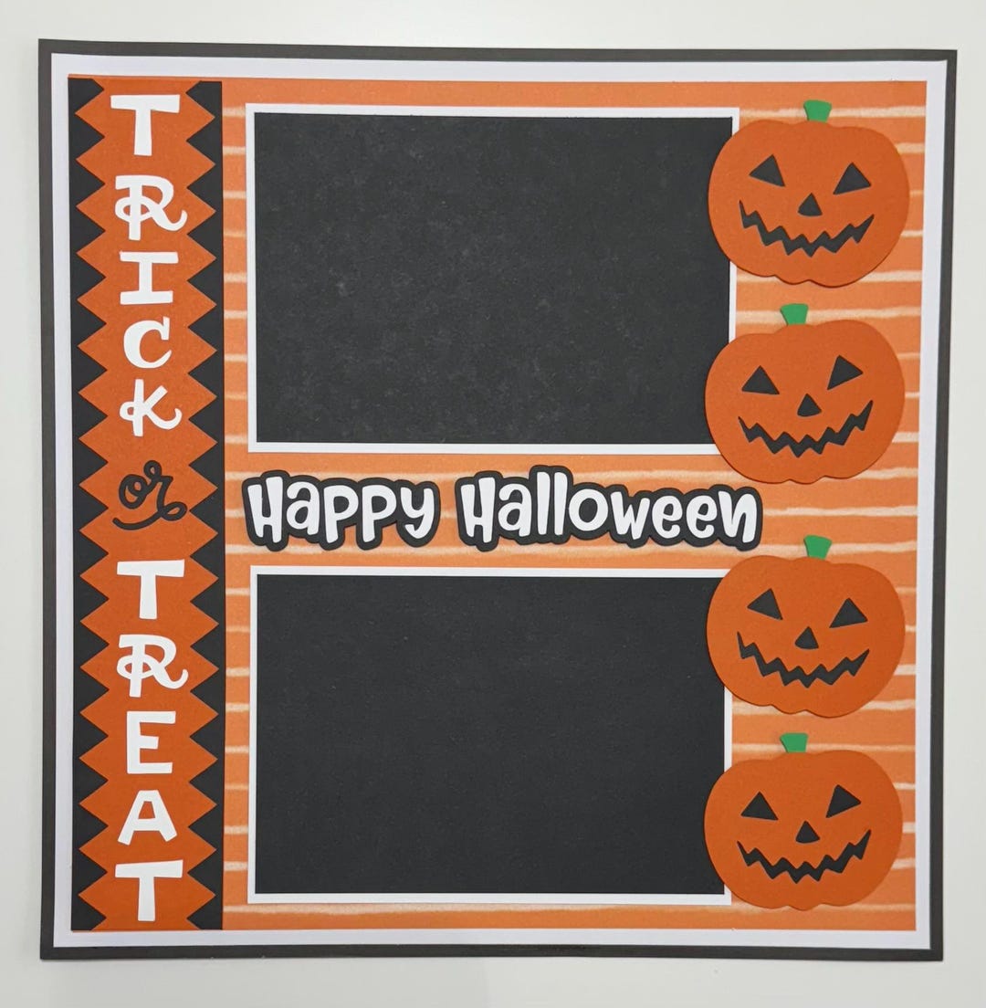Premade "halloween" 12"x12" Scrapbook Page, Trick or Treat, Handmade ...